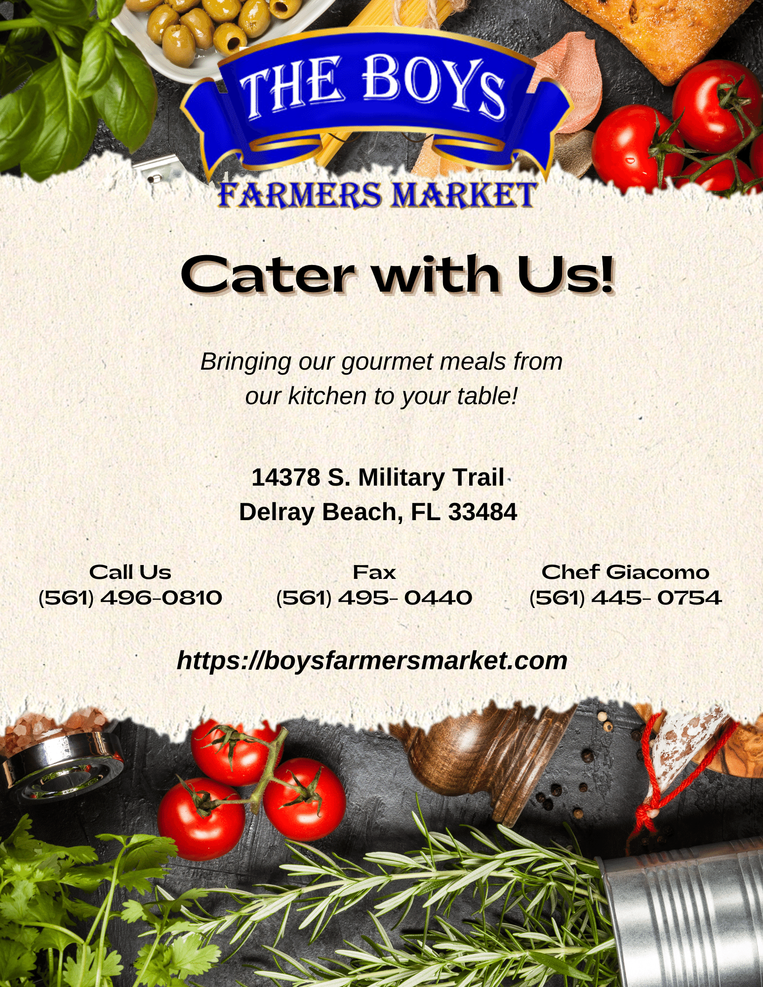 Catering Menu - The Boys Farmers Market