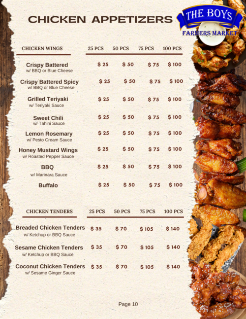 Catering Menu - The Boys Farmers Market